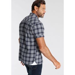 MAN'S WORLD MAN'S WORLD Herren Kurzarmhemd, blau, Gr. XL, kariert, Web, Obermaterial: 100% Baumwolle, Hemden, mit kleinem Brustprint