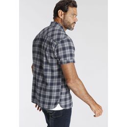 MAN'S WORLD MAN'S WORLD Herren Kurzarmhemd, blau, Gr. XXXL, kariert, Web, Obermaterial: 100% Baumwolle, Hemden, mit kleinem Brustprint
