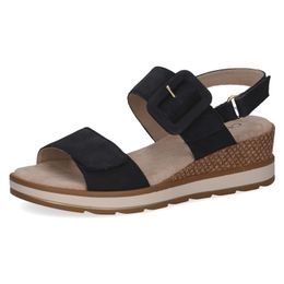 Caprice Damen Keilsandalette, Gr. 40, blau, Nubukleder, Schuhe, Sommerschuh, Riemchensandale in bequemer Weite