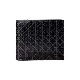 Geldb&ouml;rse Calvin Klein "EMBLEM AOP COATED BILLFOLD W/ CO", Damen, schwarz, Lederimitat, Polyester, Basic, Kleinlederwaren, Geldbeutel, Portemonnaie, Money Pocket zum Klappen