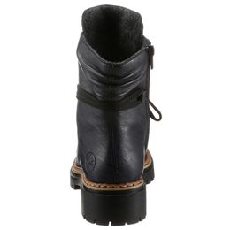 Rieker Damen Schn&uuml;rboots, Gr. 42, blau, Lederimitat, Schuhe, Stiefelette, Profilsohle, Blockabsatz, mit l&auml;ssiger Schn&uuml;rung