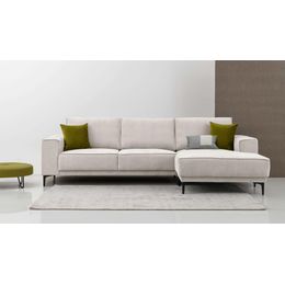 Ecksofa OTTO HOME "Polsterecke Oland, Struktur, Flachgewebe, Luxus-Microfaser, Boucle", braun (latte), B:280cm H:85cm T:152cm, 100% Polyester, Sofas, Ecksofa, L-Form, 280 cm, Wellenunterfederung, Skandi-Design, Metallf&uuml;&szlig;e