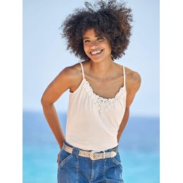 Heine Damen Shirttop, beige, Gr. 42, unifarben, 95% Viskose, 5% Elasthan, Tops