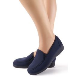 Damen Hausschuh, Gr. 40, blau, Textil, Schuhe