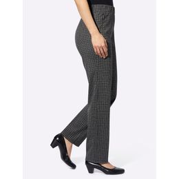 Classic Basics Damen Jerseyhose, schwarz-wei&szlig;, Gr. 25, gemustert, kariert, unifarben, 95% Polyester, 5% Elasthan, Hosen