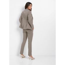 bonprix Damen Hosenanzug "Hosenanzug 2-tlg"taupe (l&auml;nge: kurz), Gr. 48, gepflegt, unifarben, Web, Obermaterial: 80% Polyester, 15% Viskose, 5%