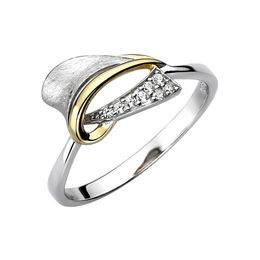 Jobo Damen Fingerring "eismatt", 52, Silber 925 (Sterlingsilber), silber, Silber 925 (Sterlingsilber), Fingerringe, 925 Silber bicolor vergoldet mit