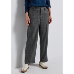 Street One Damen Stoffhose, schwarz, Gr. 40, kariert, Web, Obermaterial: 64% Polyester, 33% Viskose, 3% Elasthan, Hosen, kariert, mit Viskose und