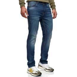 INDICODE Herren Straight-Jeans "INValoy", blau, Gr. 30, Abriebeffekte, Denim/Jeans, Obermaterial: 99% Baumwolle, 1% Elasthan, Jeans