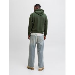 Jack & Jones JACK & JONES Herren Kapuzensweatshirt "JJPAN SWEAT HOOD", gr&uuml;n, Gr. M, bedruckt, angeraute Sweatware, Obermaterial: 60% Baumwolle, 40% Polyester,