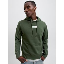 Jack & Jones JACK & JONES Herren Kapuzensweatshirt "JJPAN SWEAT HOOD", gr&uuml;n, Gr. S, bedruckt, angeraute Sweatware, Obermaterial: 60% Baumwolle, 40% Polyester,