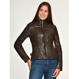Mustang Damen Lederjacke "Osterley", braun, Gr. L, Obermaterial: 100% Lammleder; Futter: 100% Baumwolle; &Auml;rmelfutter: 100% Polyester; F&uuml;llung: 100%