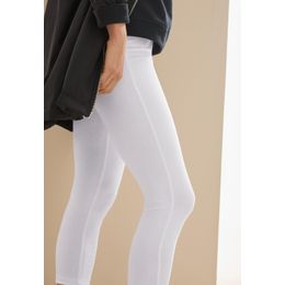Cecil Damen 3/4-Leggings, wei&szlig;, Gr. S, unifarben, Jersey, Obermaterial: 95% Baumwolle, 5% Elasthan, Hosen, Capri mit Stretch und elastischem Bund
