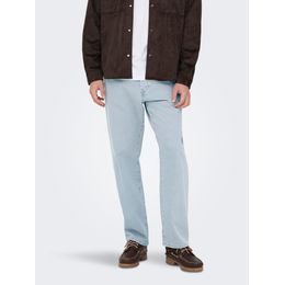 Only & Sons ONLY & SONS Herren Regular-fit-Jeans "ONSEDGE STRAIGHT JAX BOX TAI DNM NOOS", blau, Gr. 32, unifarben, Denim/Jeans, Obermaterial: 100% Baumwolle,