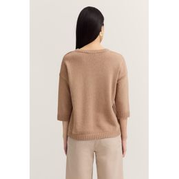 Bugatti Damen Rundhalspullover "elegant & bequem", braun, Gr. M, unifarben, 40% Wolle, 30% Viskose, 20% Polyamid, 10% Kaschmir, Pullover, aus einem