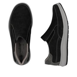 Rieker Herren Slipper, Gr. 42, schwarz, Lederimitat, Basic, Schuhe, Slip-on-Sneaker, Halbschuh, Loafer, Freizeitschuh mit Gummizug