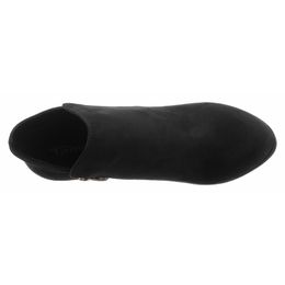 Tamaris Damen Stiefelette, Gr. 37, schwarz, Textil, Veloursleder, unifarben, Schuhe, Ankleboots, High-Heel-Stiefelette mit Trichterabsatz