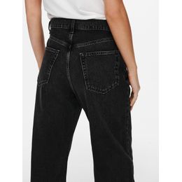 Only Damen High-waist-Jeans "ONLHOPE HW WIDE DNM REA129 NOOS", schwarz, Gr. 26, unifarben, Denim/Jeans, Obermaterial: 100% Baumwolle, Jeans, Baumwolle