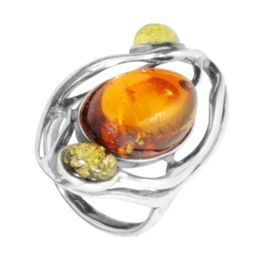 OSTSEE-SCHMUCK Damen Fingerring "- Asta - Silber 925/000 - Bernstein", 58, silber, Fingerringe
