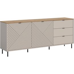 Sideboard Home Affaire "RAITA, Breite 184 cm, Front mit Desgin-Fr&auml;sung, 2 T&uuml;ren, viel Stauraum", kaschmir, evoke oak nachbildung, B:184cm H:75cm T:40cm, FSC-zertifizierter Holzwerkstoff, Sideboards, Sideboard, Kommode, Anrichte, Schrank, Highboard, TV-Board