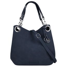 Henkeltasche Bruno Banani, Damen, Gr. B/H/T: 33cm x 30cm x 17cm onesize, blau, Polyurethan (PU), leicht gl&auml;nzend, unifarben, Taschen