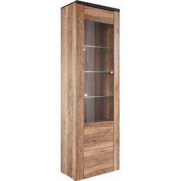 Vitrine OTTO HOME "Larona, zeitlose Glasvitirne, Hochschrank H&ouml;he 205,6 cm", braun (satinnussbaumfarben, schwarzwood), B:65cm H:205,6cm T:37cm, Schr&auml;nke, Vitrine, Stauraumvitrine mit dekorativer Rahmenoptik