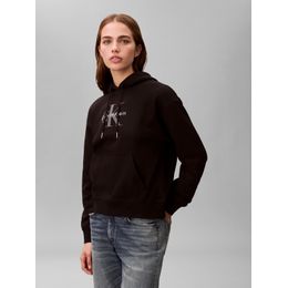 Damen Kapuzensweatshirt "MONOLOGO"schwarz, Gr. S, Calvin Klein Jeans, unifarben, Web, Obermaterial: 100% Baumwolle, Sweatshirts, Regular fit mit