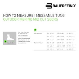 Bauerfeind Damen Sportsocken "Outdoor Merino Mid Cut Socks, Women", Gr. 35, blau, Obermaterial: 57% Polyamid, 35% Wolle, 8% Elasthan, Socken, mit