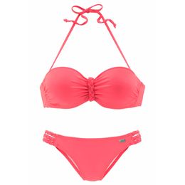 Buffalo Damen B&uuml;gel-Bandeau-Bikini, rot, Gr. 40, Flechtoptik, Polyamid, Bikini-Sets, trendiger Look, mit abnehmbaren Tr&auml;gern, mit geflochtenen Details