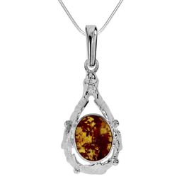 OSTSEE-SCHMUCK Damen Kette mit Anh&auml;nger "- Fischland 34x14 mm - Silber 925/000 - Bernstein", 42, Silber 925 (Sterlingsilber), silber, Silber 925