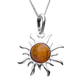 OSTSEE-SCHMUCK Damen Kette mit Anh&auml;nger "- Sonne 25 mm - Silber 925/000 - Bernstein", 50, Silber 925 (Sterlingsilber), silber, Silber 925