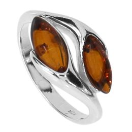 OSTSEE-SCHMUCK Damen Fingerring "- Malene - Silber 925/000 - Bernstein", 62, silber, Fingerringe