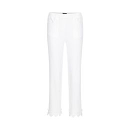 GOLDNER Damen Schlupfhose "Denimhose mit floraler Spitze", wei&szlig;, Gr. 46, Obermaterial: 97% Baumwolle CO (CMIA). 3% Elasthan EL., Hosen, Spitze am