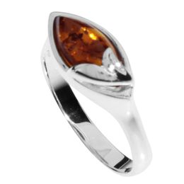 OSTSEE-SCHMUCK Damen Fingerring "- Majken - Silber 925/000 - Bernstein", 58, silber, Fingerringe