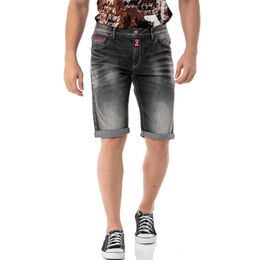 Cipo & Baxx CIPO & BAXX Herren Jeansshorts, schwarz, Gr. 31, Abriebeffekte, Denim/Jeans, Obermaterial: 98% Baumwolle, 2% Elasthan, Jeans, Baumwollmischung,