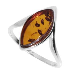 OSTSEE-SCHMUCK Damen Fingerring "- Tordis - Silber 925/000 - Bernstein", 60, silber, Fingerringe