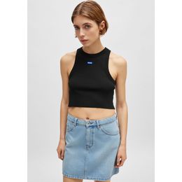 Hugo Damen Tanktop "Baby Tank", schwarz, Gr. XL, unifarben, Feinripp, Obermaterial: 96% Baumwolle, 4% Elasthan, Tops, Cropped-Form