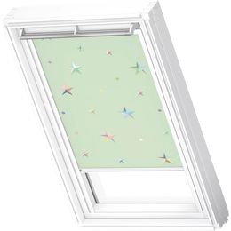 Verdunklungsrollo Velux "DKL 4661SWL", kids gr&uuml;ne sterne, wei&szlig;, MK08, stufenlos positionierbar, Polyester, Rollos, Verdunklungsrollo, wei&szlig;e F&uuml;hrungsschienen & Griffleiste