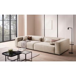3-Sitzer "PIARA XXL, Sofa mit Kedernaht in Cord, Leinenoptik o. Strukturstoff", beige (hellbeige), B:316cm H:66cm T:136cm, 100% Polyester, LeGer Home by Lena Gercke, Sofas, schwarze F&uuml;&szlig;e, bequemer Sitzkomfort, extra tiefe Sitzfl&auml;che