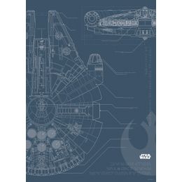 Bild Komar "Star Wars Blueprint Falcon", schwarz-wei&szlig; (farbe bild(er): schwarz, wei&szlig;), B:50cm H:70cm, Holz, Papier, Bilder, Bild, Wandbild zur Dekoration im Kinderzimmer - ohne Rahmen