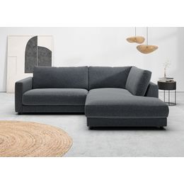 Ecksofa Home Affaire "Ecksofa Jiro, L-Form, gro&szlig;e Sitztiefe, Breite 252 cm", anthrazit, B:252cm H:85cm T:224cm, 100% Polyester, Sofas, Ecksofa, lose Sitz- & R&uuml;ckenkissen, weicher Polsteraufbau, komfortabel & modern