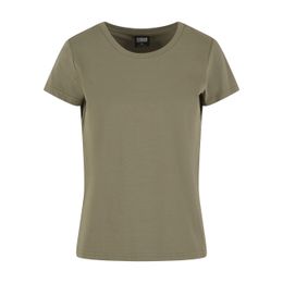T-Shirt Urban Classics "Urban Classics Ladies Sorona Regular Tee", Damen, Gr. L, paleolive, 70% Baumwolle, 30% Polyester (Sorona), unifarben, normal, Rundhals, Shirts T-Shirt