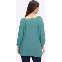 sheego Damen Longbluse, blau, Gr. 48, unifarben, 100% Viskose, Blusen