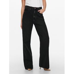 Only Damen High-waist-Jeans "ONLHOPE HW WIDE DNM REA129 NOOS", schwarz, Gr. 26, unifarben, Denim/Jeans, Obermaterial: 100% Baumwolle, Jeans, Baumwolle