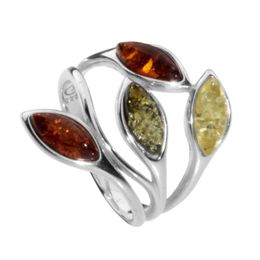 OSTSEE-SCHMUCK Damen Fingerring "- Smilla-Lotta - Silber 925/000 - Bernstein", 62, silber, Fingerringe