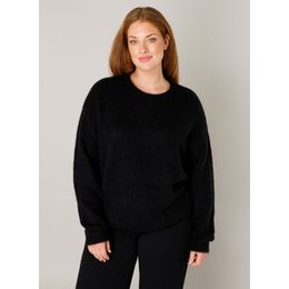 Damen Strickpullover "Yanara", schwarz, Gr. 48, Base Level Curvy, unifarben, Strick, Obermaterial: 43% Nylon, 26% Polyacryl, 13% Alpaka, 13% Wolle,
