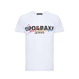Cipo & Baxx CIPO & BAXX Herren T-Shirt "T-Shirt", wei&szlig;, Gr. XXL, bedruckt, 95% Baumwolle, 5% Elasthan, Shirts, mit Rundhalsausschnitt