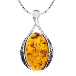 OSTSEE-SCHMUCK Damen Kette mit Anh&auml;nger "- Annika - Silber 925/000 - Bernstein", 45, Silber 925 (Sterlingsilber), silber, Silber 925