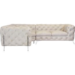 Chesterfield-Sofa Home Affaire "Amaury L-Form", beige, B:264cm H:75cm T:204cm, Struktur (100% Polyester);Samtoptik (100% Polyester), Sofas, moderne Chersterfield-Optik, Breite 262 cm, Fu&szlig;farbe w&auml;hlbar