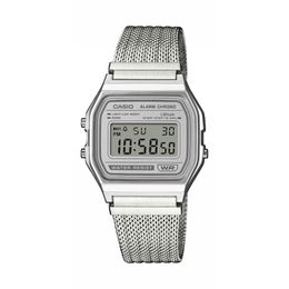 Chronograph CASIO VINTAGE, silberfarben, grau, Armbanduhren, Damen, Chronograph, Quarzuhr, Armbanduhr, Damenuhr, Herrenuhr, Edelstahlarmband, digital